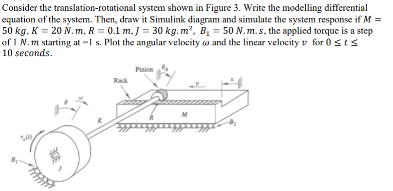 Consider the translation-rotational system shown in | Chegg.com