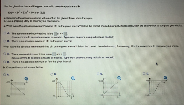 Solved Use The Given Function And The Given Interval To 8478