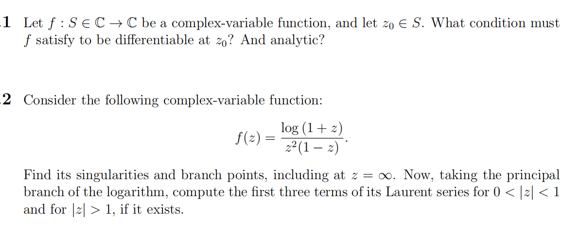 Solved 1 Let ƒ: SEC → C be a complex-variable function, and | Chegg.com