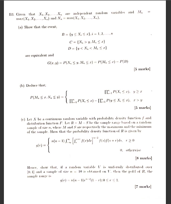Solved B3. Given that X1,X2,…Xn are independent random | Chegg.com
