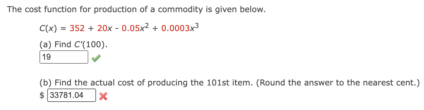 Solved The cost function for production of a commodity is | Chegg.com