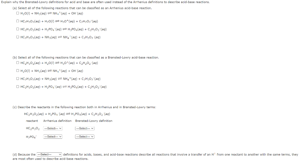 Solved Explain why the Bransted-Lowry definitions for acid | Chegg.com Solved Explain why the Bransted-Lowry definitions for acid | Chegg.com