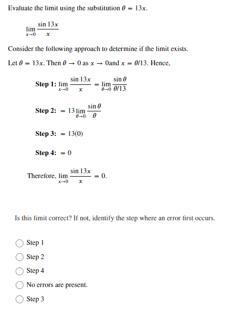 Solved Evaluate the limit using the substitution | Chegg.com