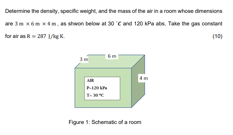 Solved Determine the density, specific weight, and the mass | Chegg.com
