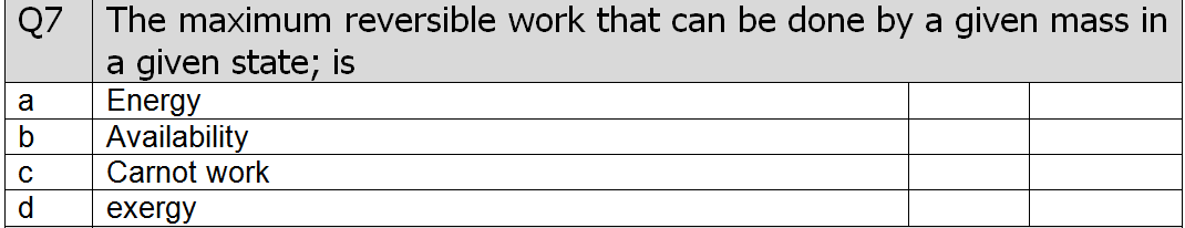 Solved a Q7 The maximum reversible work that can be done by | Chegg.com