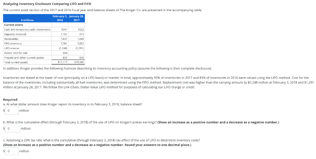 Solved Analyzing Inventory Disclosure Comparing LIFO and | Chegg.com