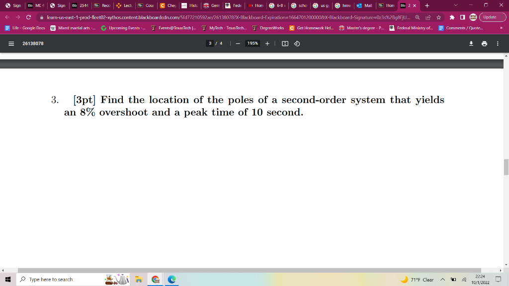 Solved 3. [3pt] Find the location of the poles of a | Chegg.com