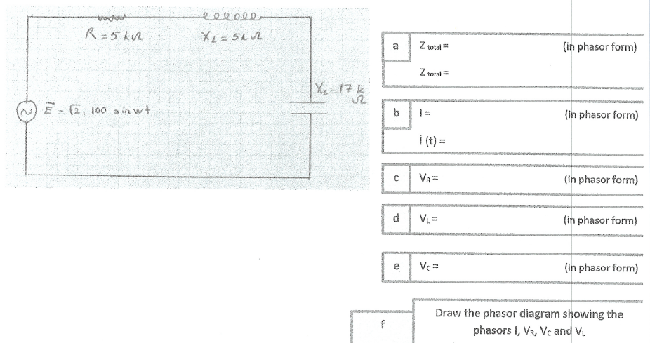 Solved 1 phasors I, VR,VC and VL | Chegg.com