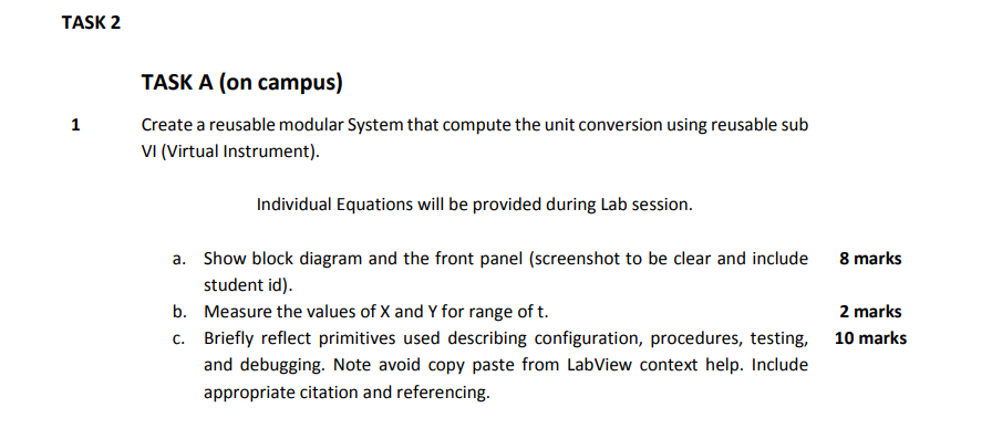 Solved TASK 2 1 TASK A (on campus) Create a reusable modular | Chegg.com