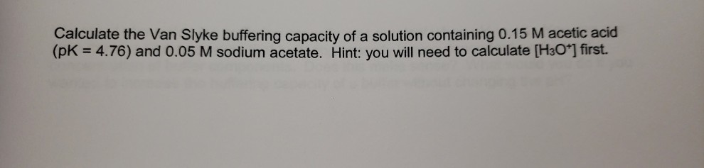 Solved Calculate the Van Slyke buffering capacity of a | Chegg.com