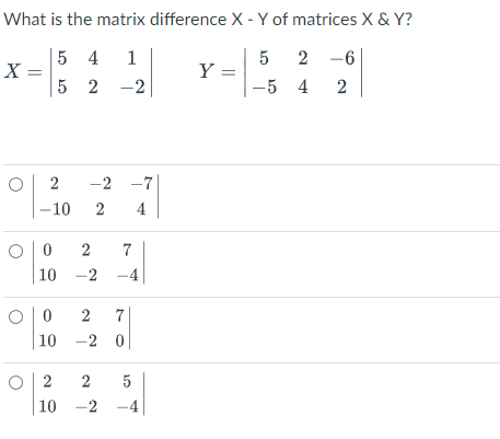 Solved What is the matrix difference X - Y of matrices X & | Chegg.com