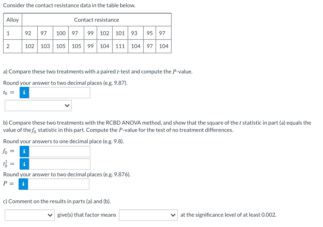Solved Consider the contact resistance data in the table | Chegg.com