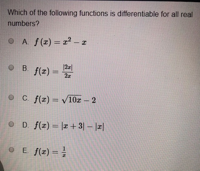 Solved Which of the following functions is differentiable | Chegg.com