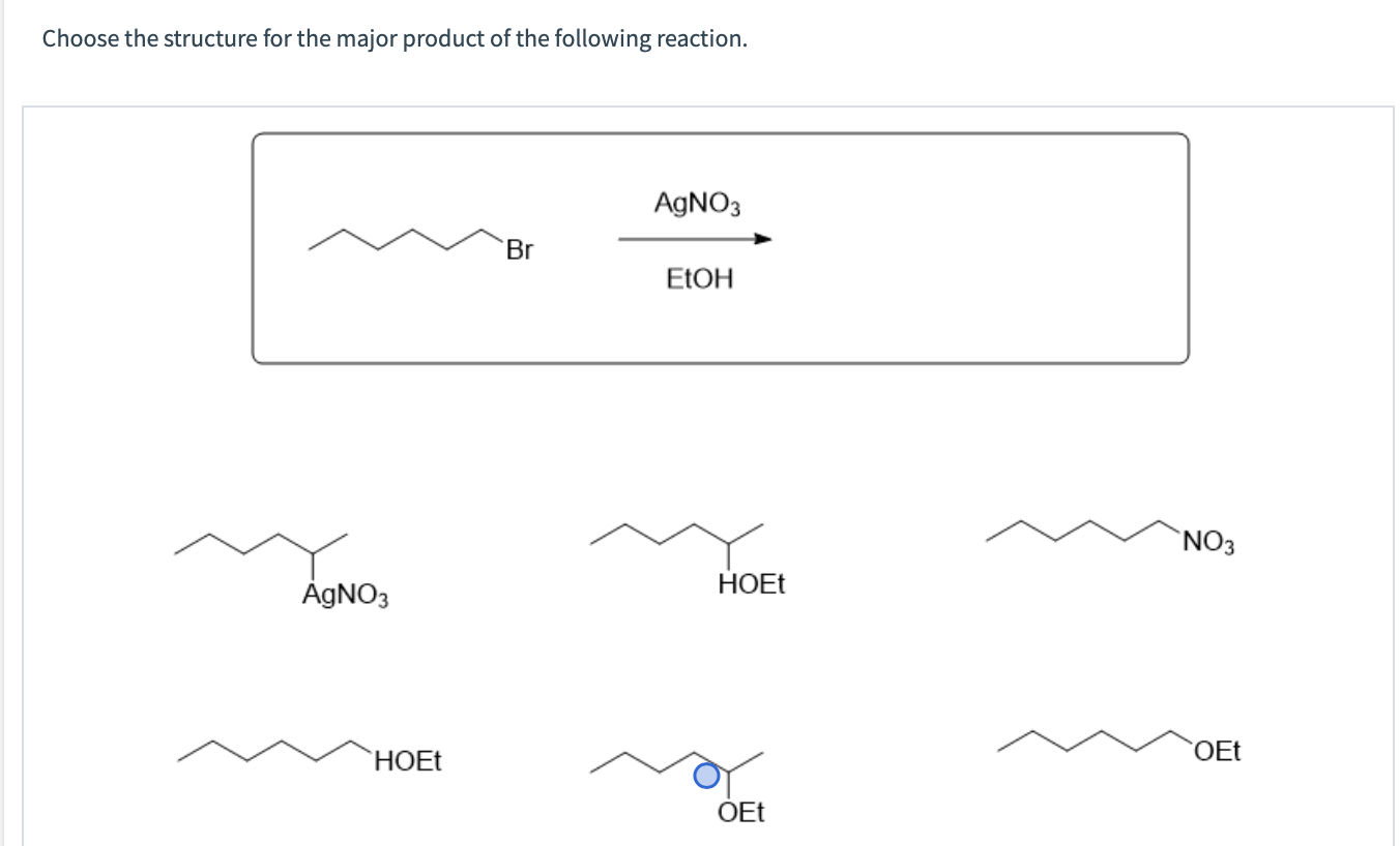 Solved Choose the structure for the major product of the | Chegg.com