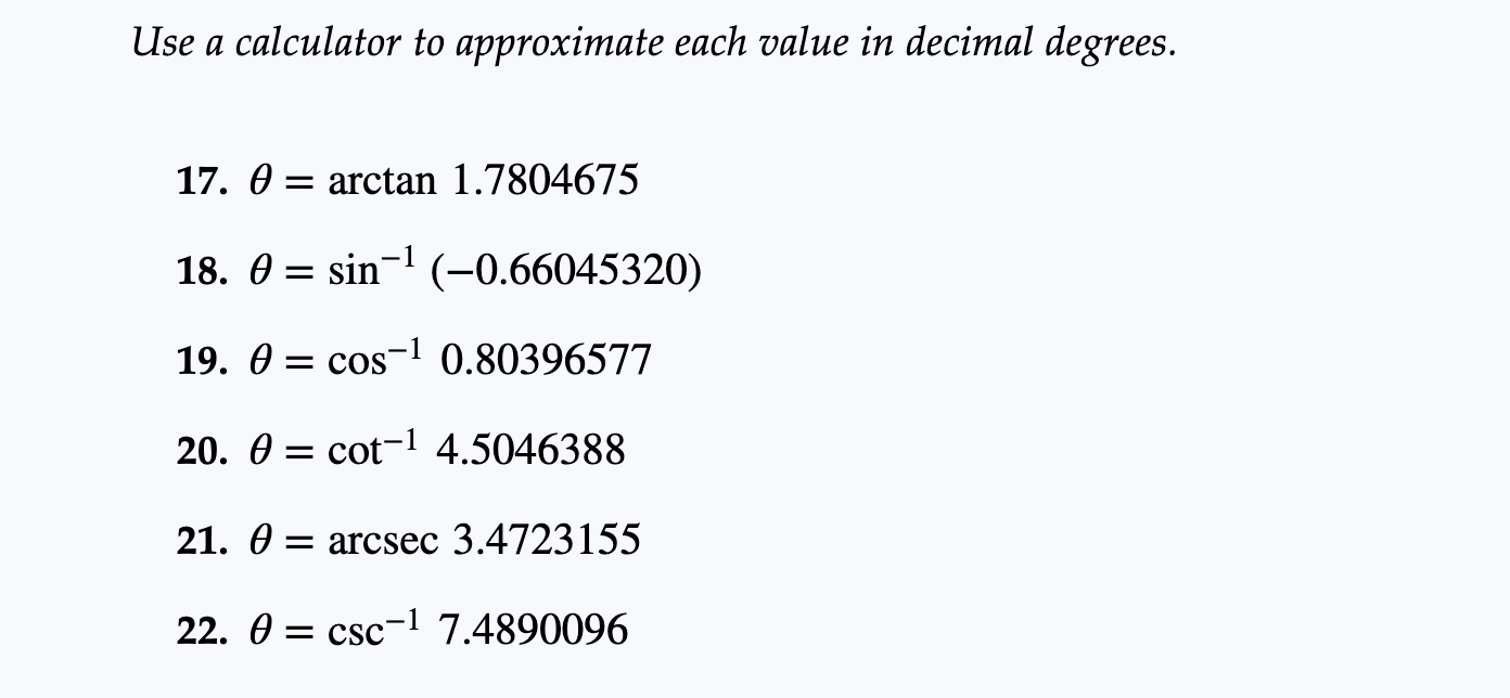 Solved Use a calculator to approximate each value in decimal | Chegg.com