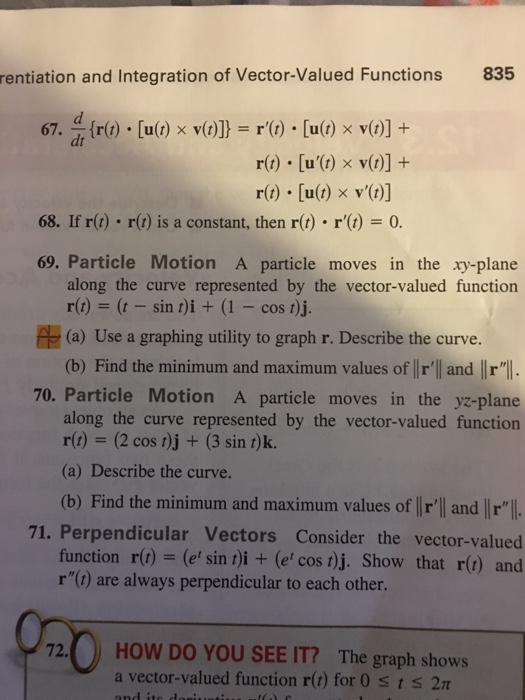 Solved 835 rentiation and Integration of Vector-Valued | Chegg.com