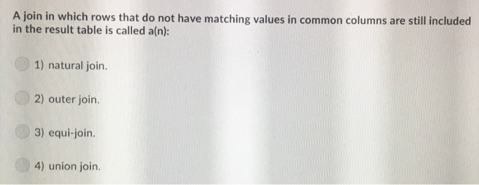 Solved The most commonly used form of join operation is the: | Chegg.com