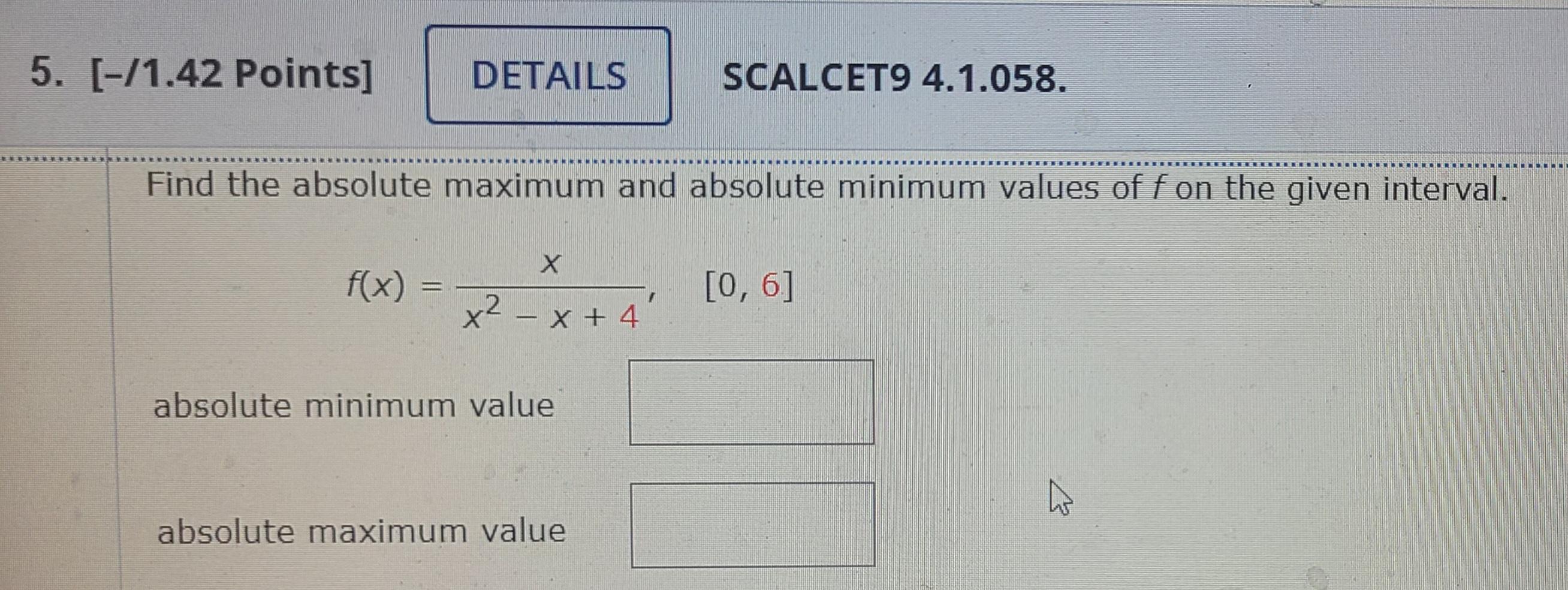 Solved Find the absolute maximum and absolute minimum values | Chegg.com