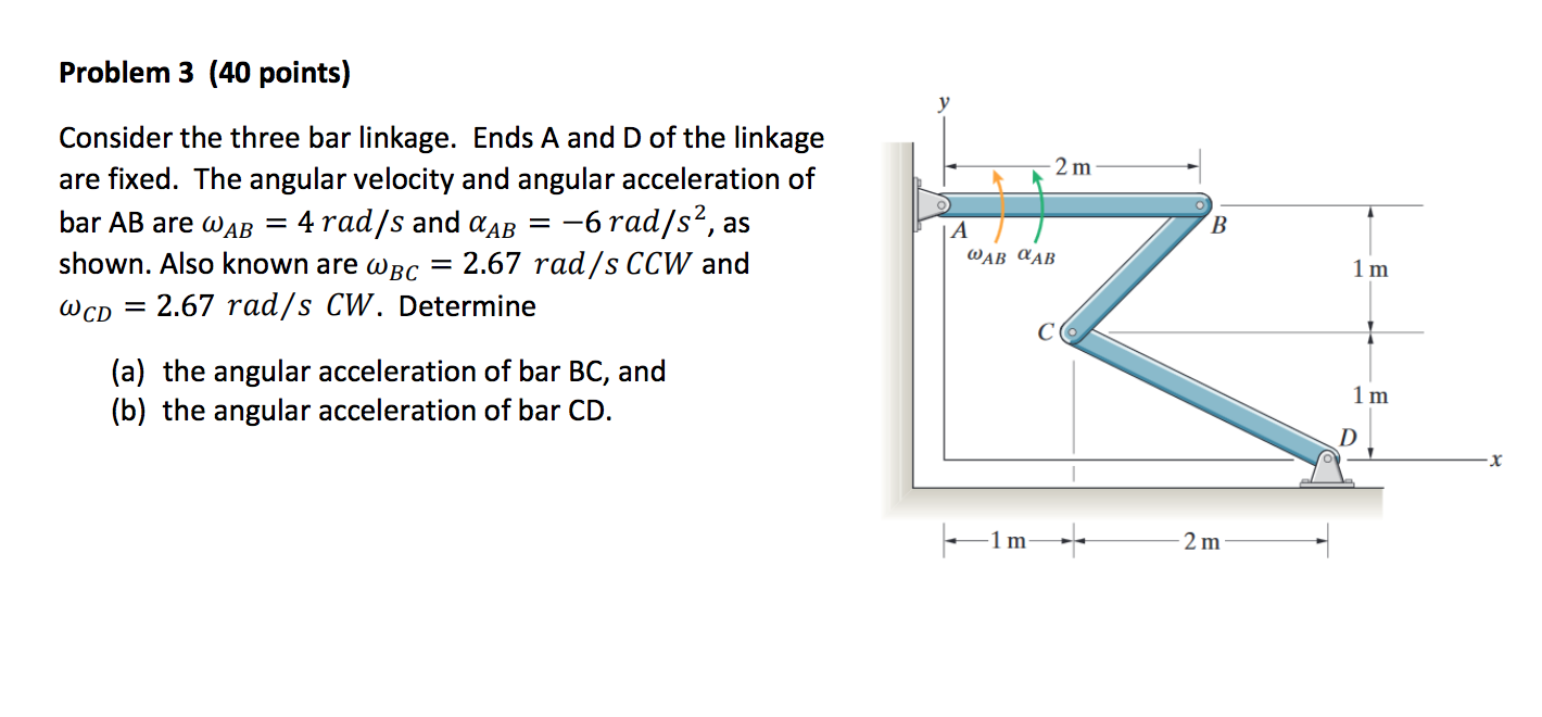 Solved Problem 3 (40 points) 2 m Consider the three bar | Chegg.com