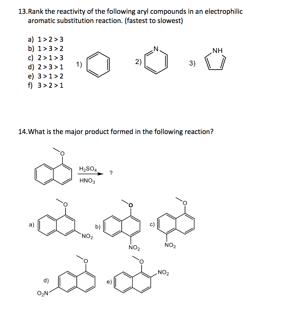 Solved 13.Rank the reactivity of the following aryl | Chegg.com