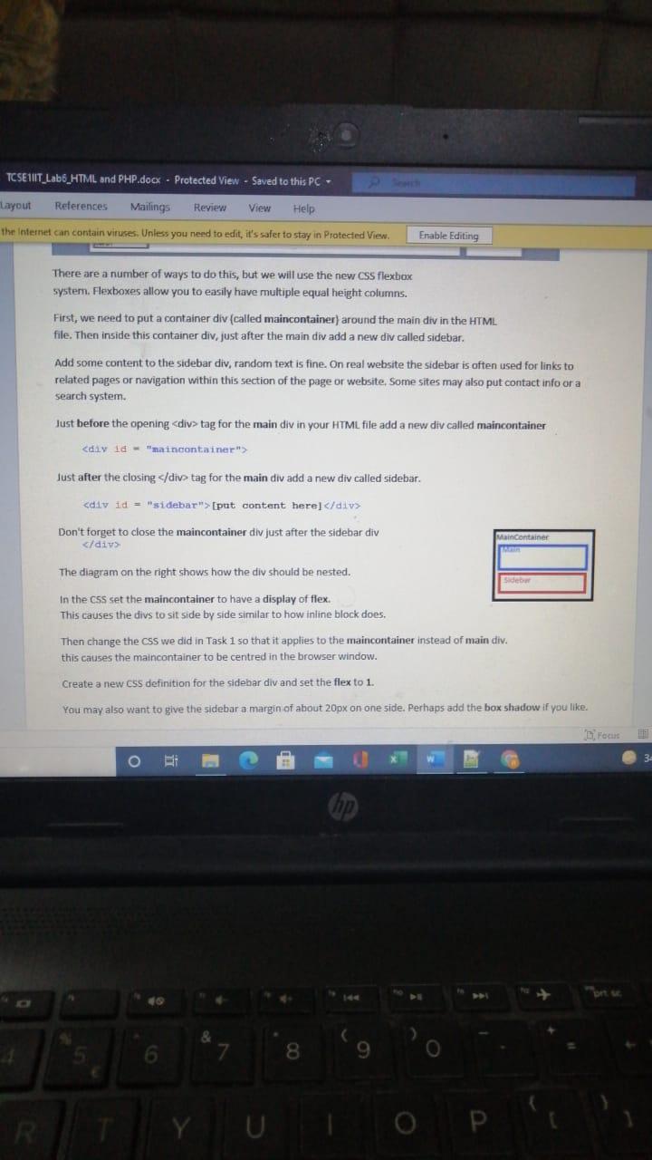 Solved TCSE 11T_Lab6_HTML and PHP.docx - Protected View - | Chegg.com