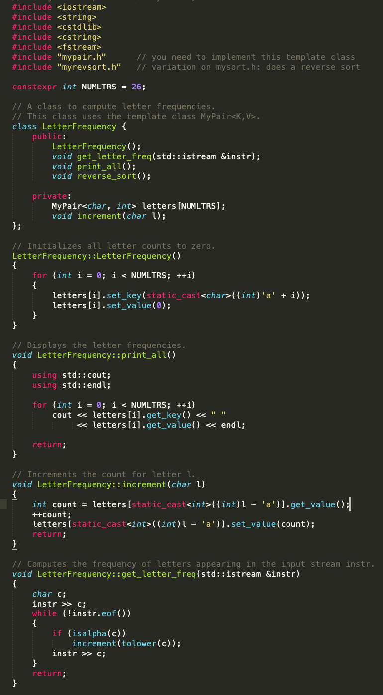 In C Implement The Template Class Mypair The 