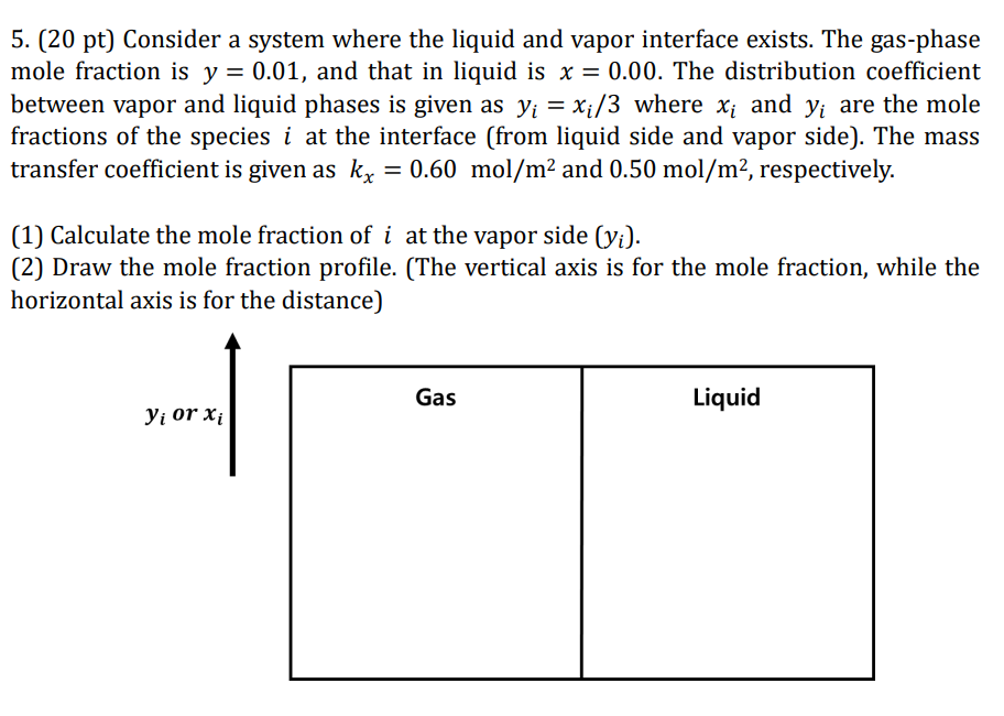 Solved 5. ( 20pt ) Consider a system where the liquid and | Chegg.com