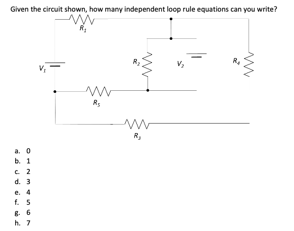 Solved Given the circuit shown, how many independent loop | Chegg.com