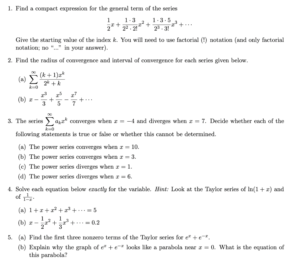 Solved 1. Find a compact expression for the general term of | Chegg.com