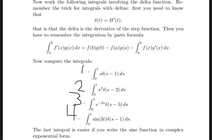 Solved Now work the following integrals involving the delta | Chegg.com