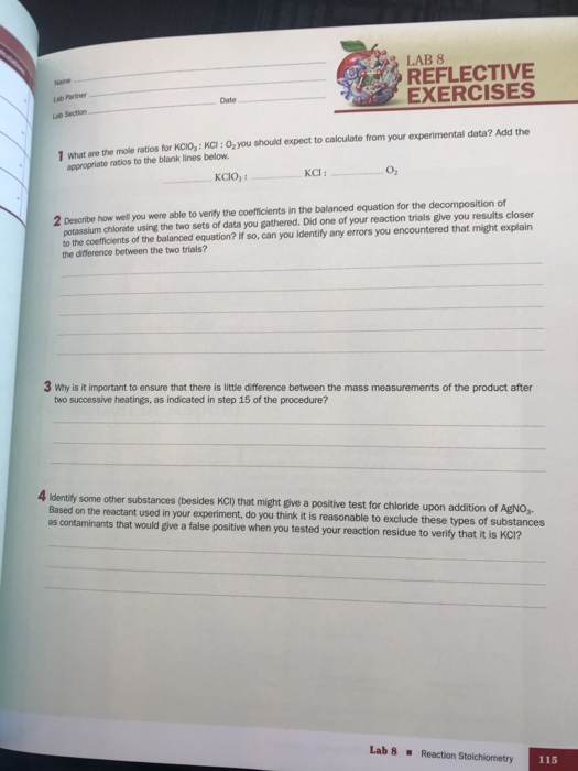 Solved LAB 8 REFLECTIVE EXERCISES Lab Partner Lab Section | Chegg.com