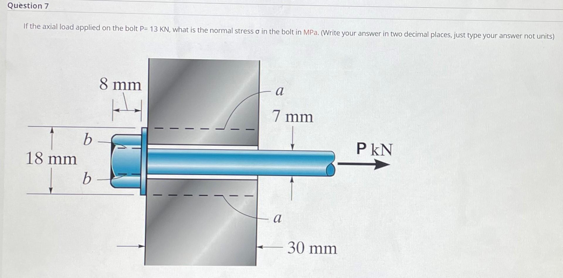 Solved Question 7 If the axial load applied on the bolt P= | Chegg.com