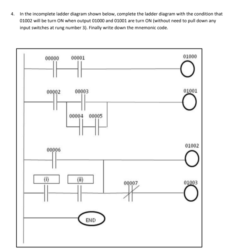 Solved 4. In the incomplete ladder diagram shown below, | Chegg.com