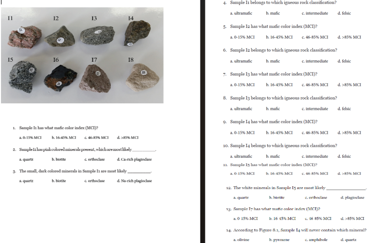 Solved 4. Sample In belongs to which igneous rock | Chegg.com