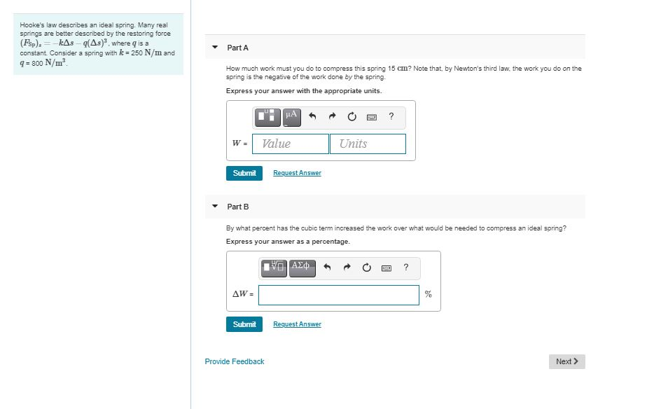 Solved Hooke's law describes an ideal spring. Many real | Chegg.com