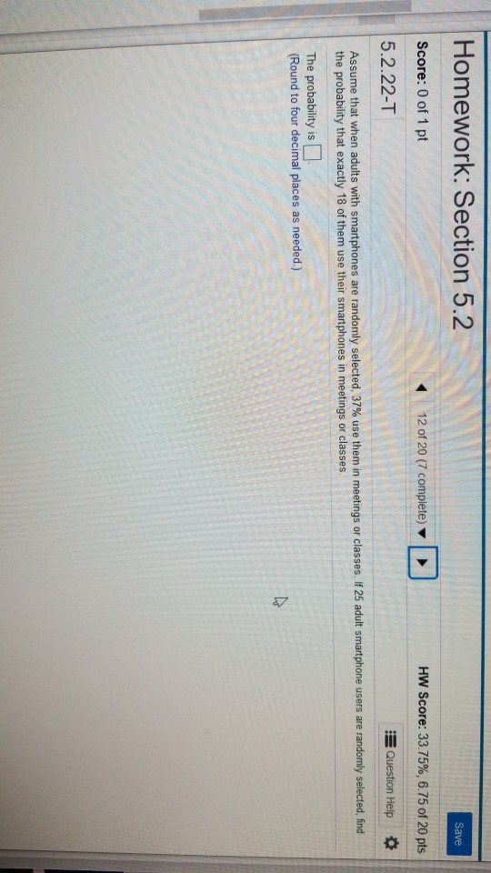 Solved Homework Section 5 2 Save Score 0 Of 1 Pt 12 Of 20