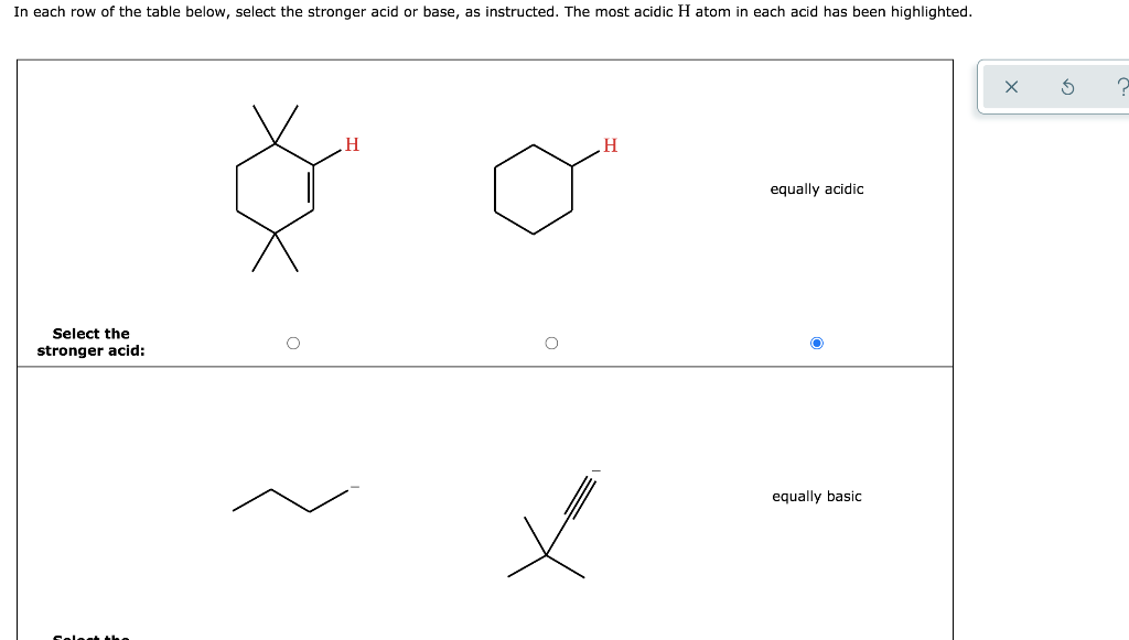 Solved In each row of the table below, select the stronger | Chegg.com