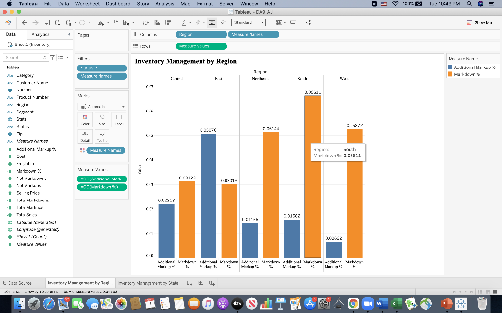 Solved Tableau File Data Worksheet 100% 2 Tue 10:49 PM | Chegg.com