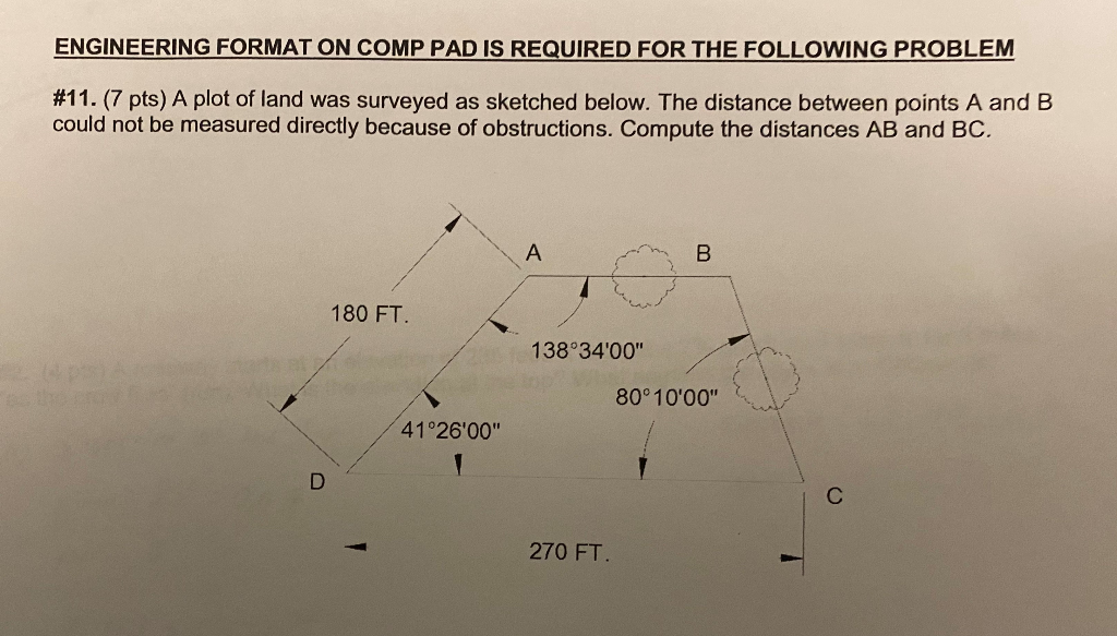 Solved ENGINEERING FORMAT ON COMP PAD IS REQUIRED FOR THE | Chegg.com
