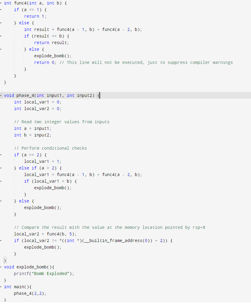 Solved C Program Binary Bomb Phase 4:I tried to diffuse this | Chegg.com
