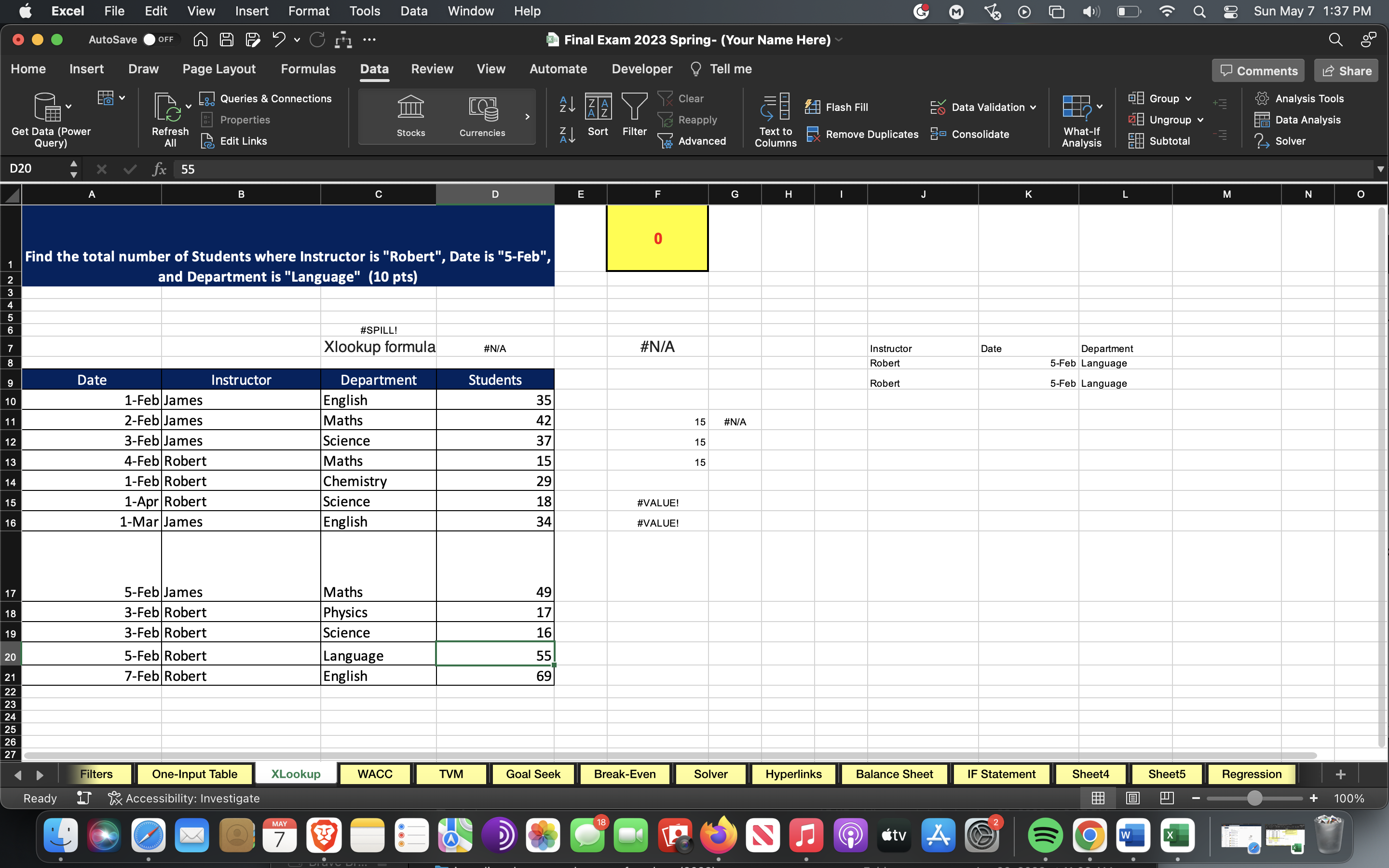 Solved Please Use An Xlookup Function And Please Provide It 