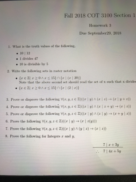 Solved Fall 2018 COT 3100 Section1 Homework 3 Due | Chegg.com