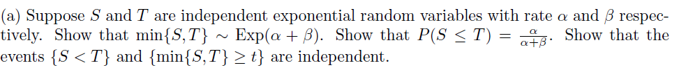Solved Suppose S and T are independent exponential random | Chegg.com