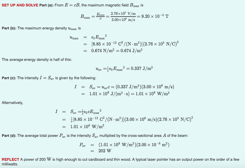 Solved Let's apply the energy density and intensity | Chegg.com