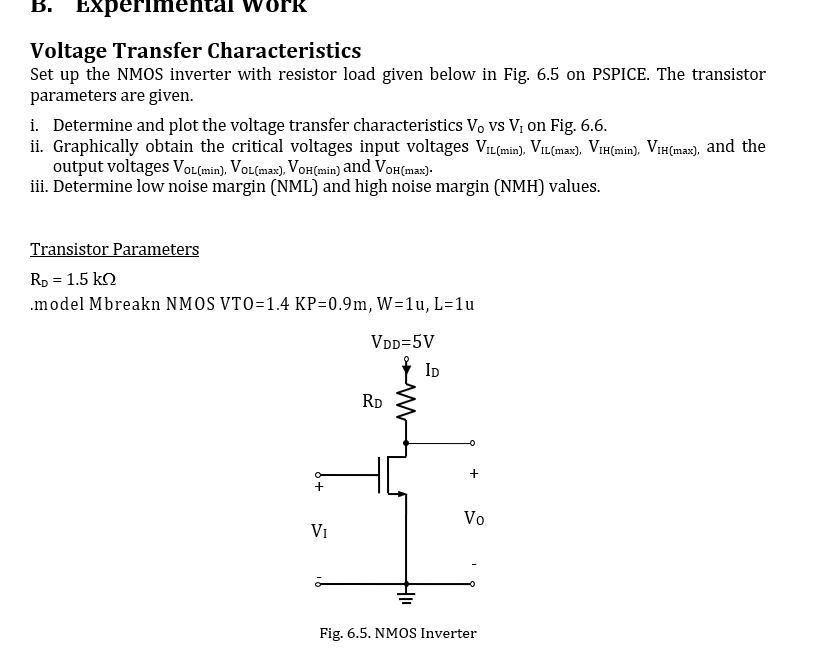 Voltage Transfer Characteristics Set up the NMOS | Chegg.com
