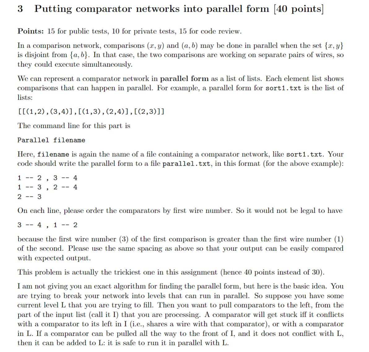 Solved 3 Putting comparator networks into parallel form [40 | Chegg.com