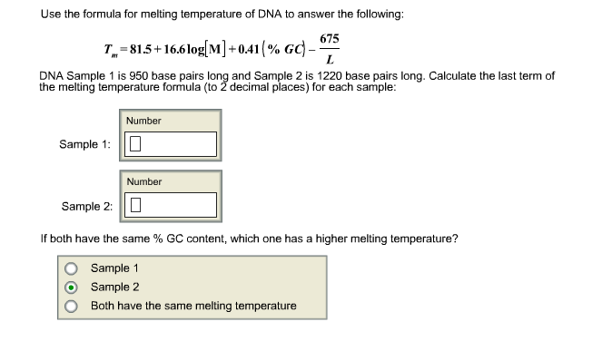 Solved Use the formula for melting temperature of DNA to | Chegg.com