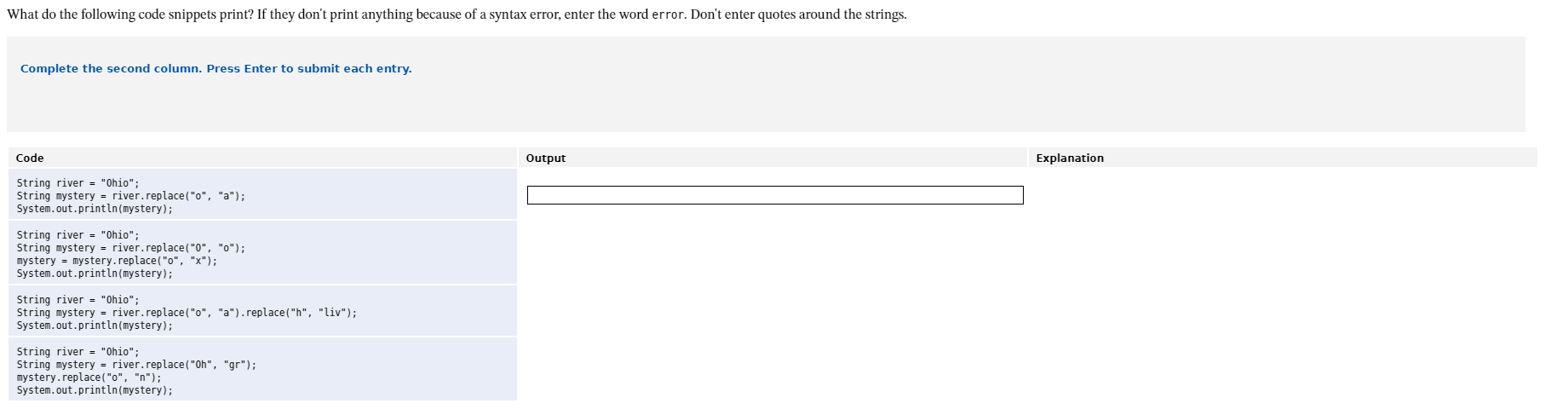 Solved What does the following code snippets print along | Chegg.com