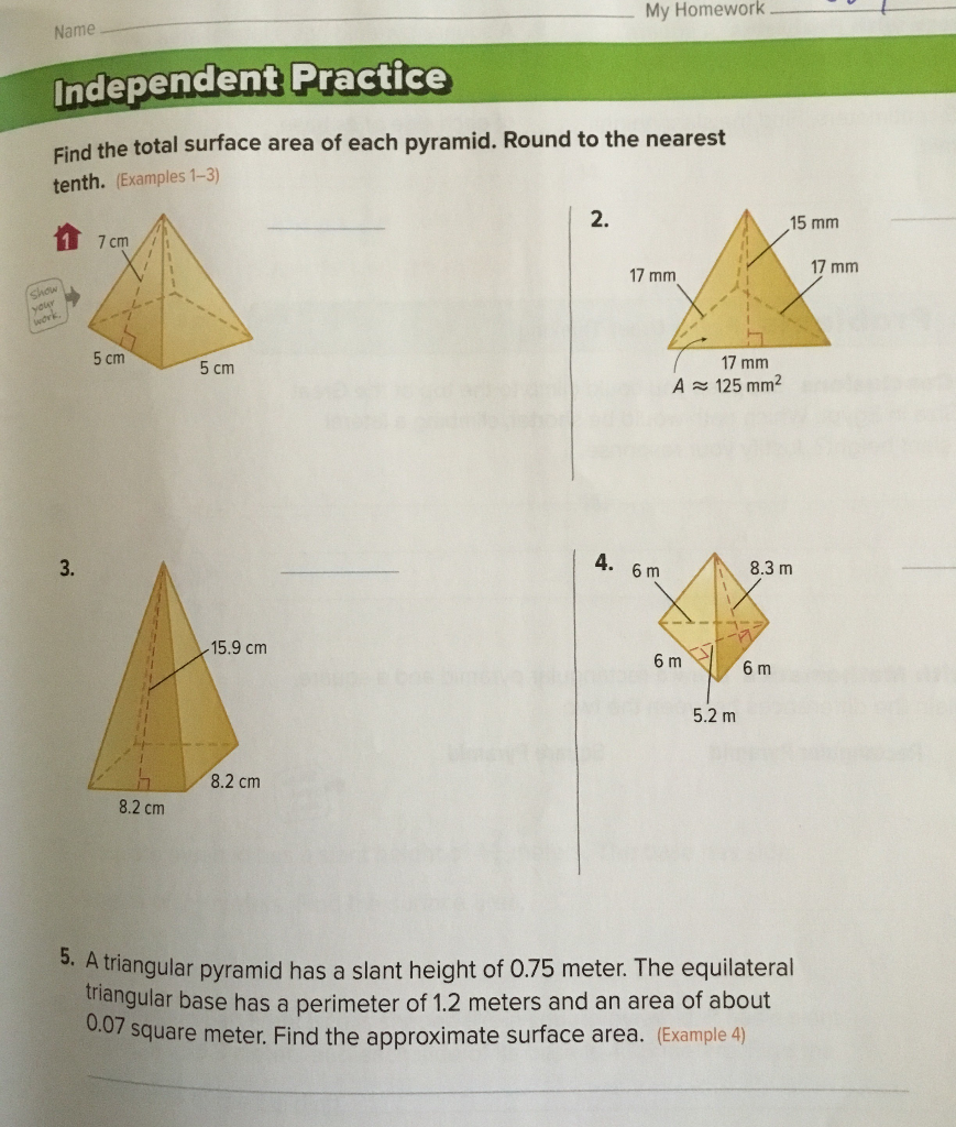 Surface Area Of A Pyramid Examples