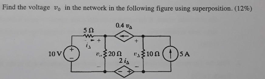 Solved Find the voltage v0 in the network in the following | Chegg.com